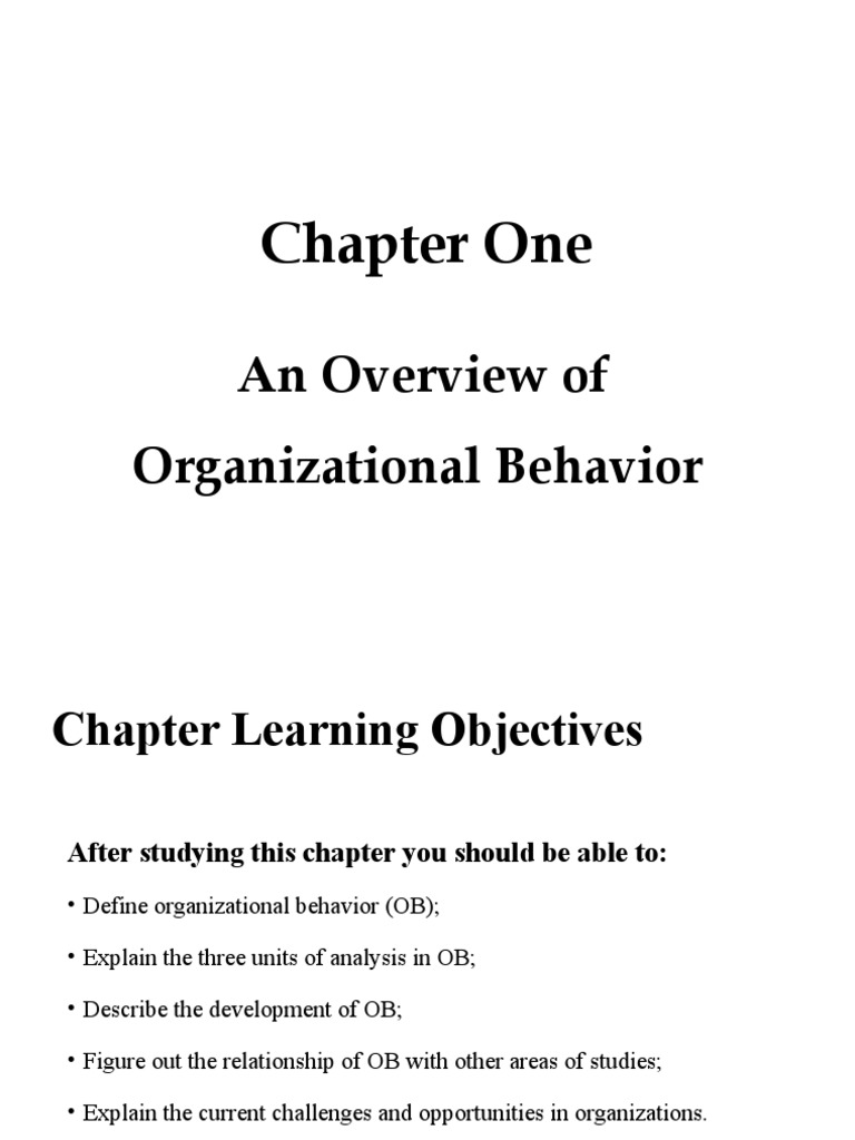 MBA 612 OB Ch.1 | PDF | Organizational Behavior | Psychology