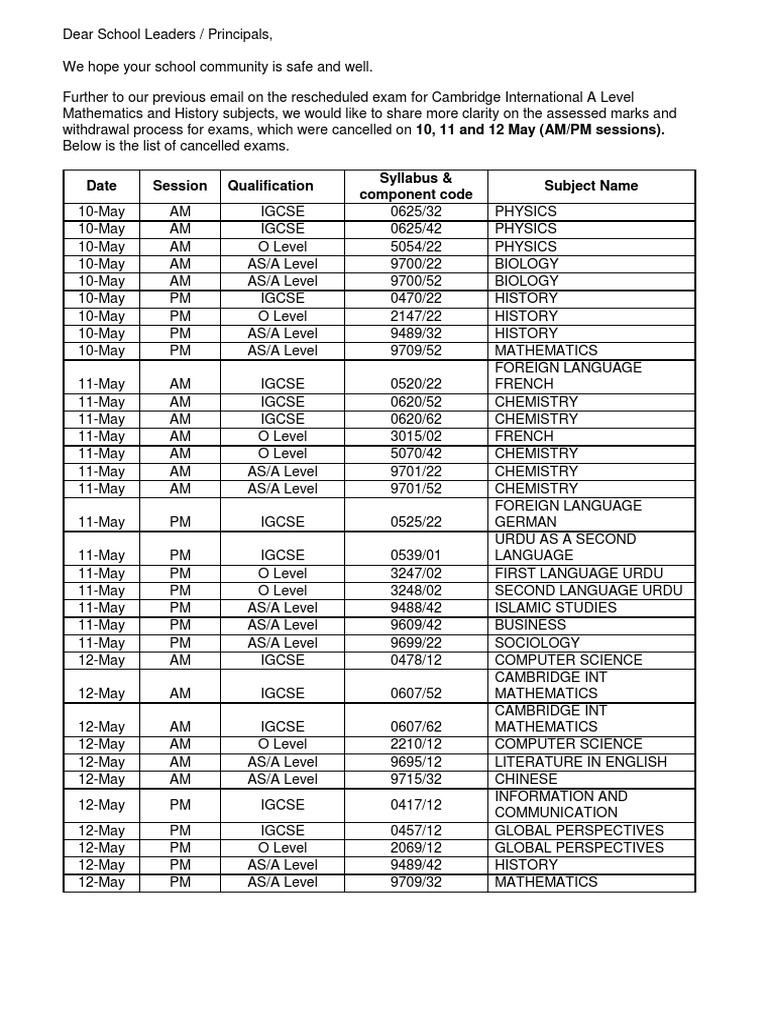 3rd Update-Cancelled Exam | PDF | Educational Stages | Vocational Education