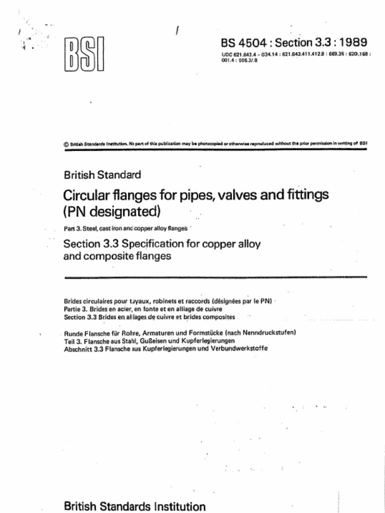 BS 4504 Section 3 3 Copper Alloy Flanges | PDF
