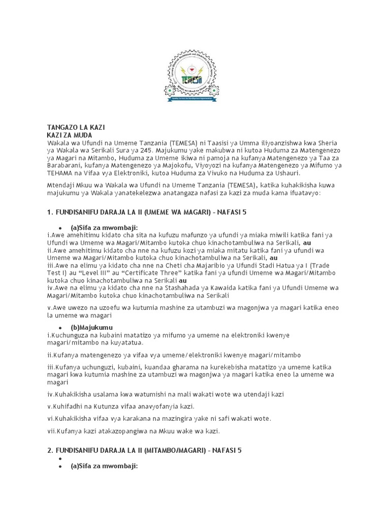 Temesa Vacancies | PDF