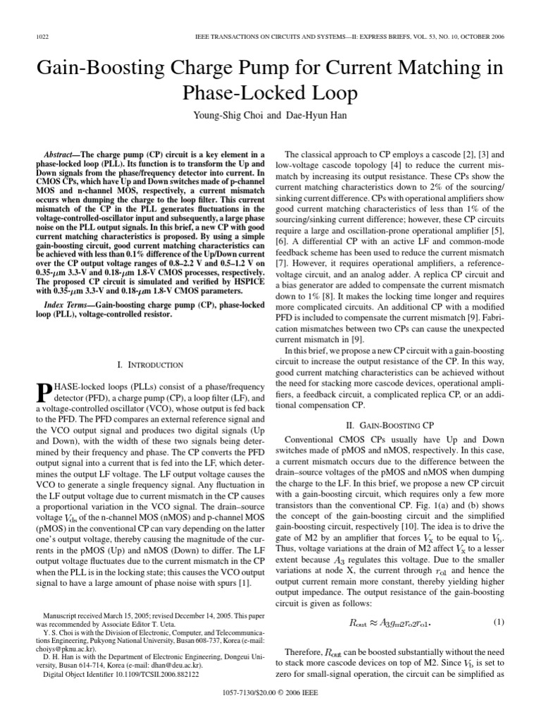 choi2006 gain boosting cp | PDF | Field Effect Transistor | Mosfet