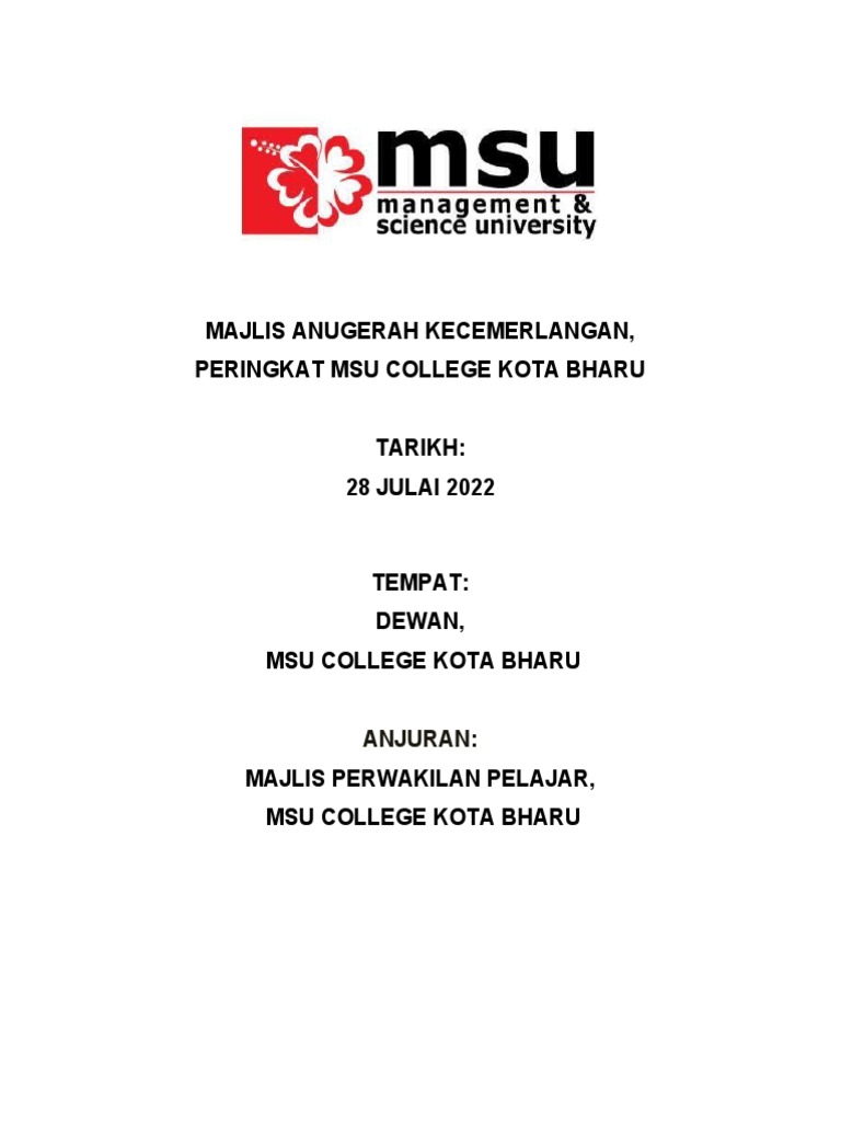 KERTAS KERJA MAJLIS ANUGERAH KECEMERLANGAN | PDF