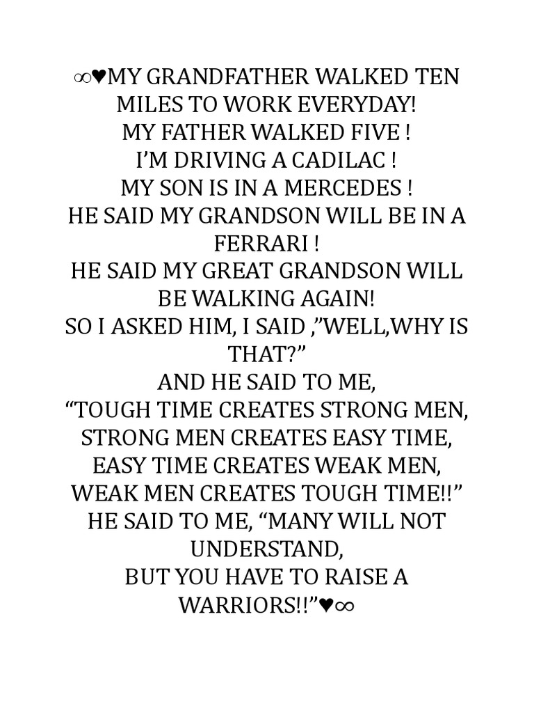 My Grandfather Walked Ten Miles To Work Everyday | PDF