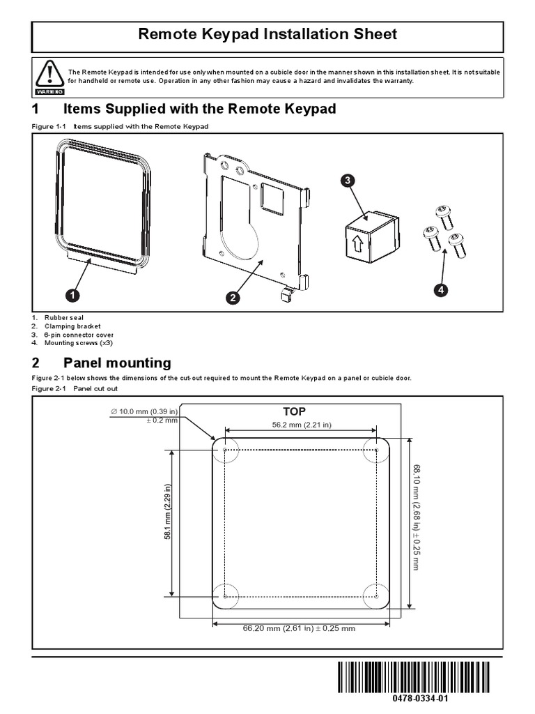 Remote Keypad Installation Sheet English Issue 1 (0478-0334-01) | PDF ...