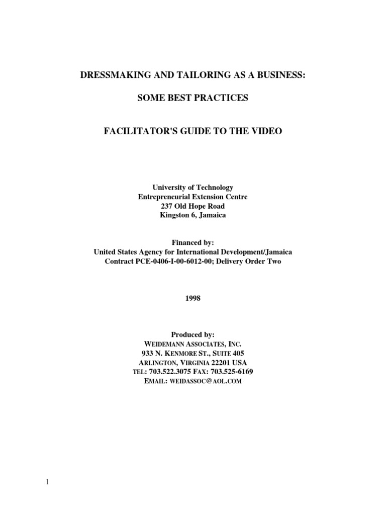 Dressmaking and Tailoring As A Business: Some Best Practices | PDF ...