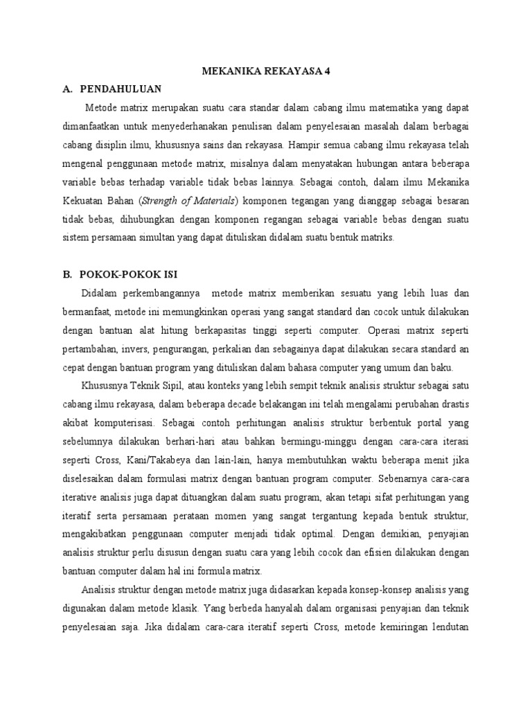 Analisis Struktur dengan Metode Matrix | PDF