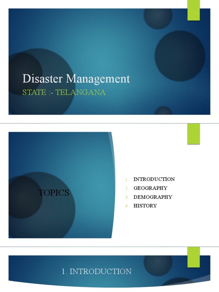 Disaster Management: State:-Telangana | PDF