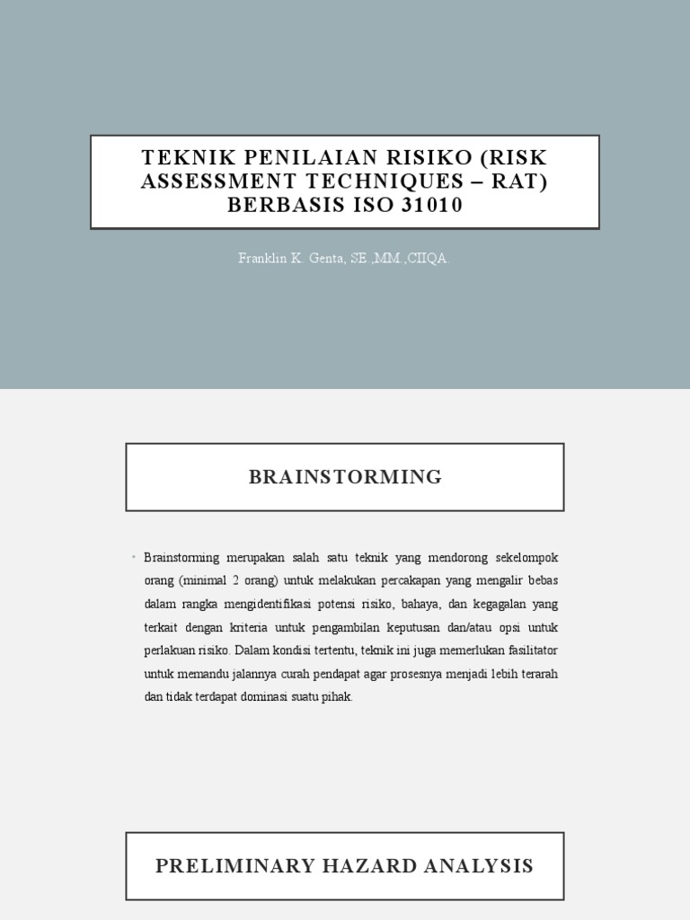 Teknik Penilaian Risiko 31010 | PDF