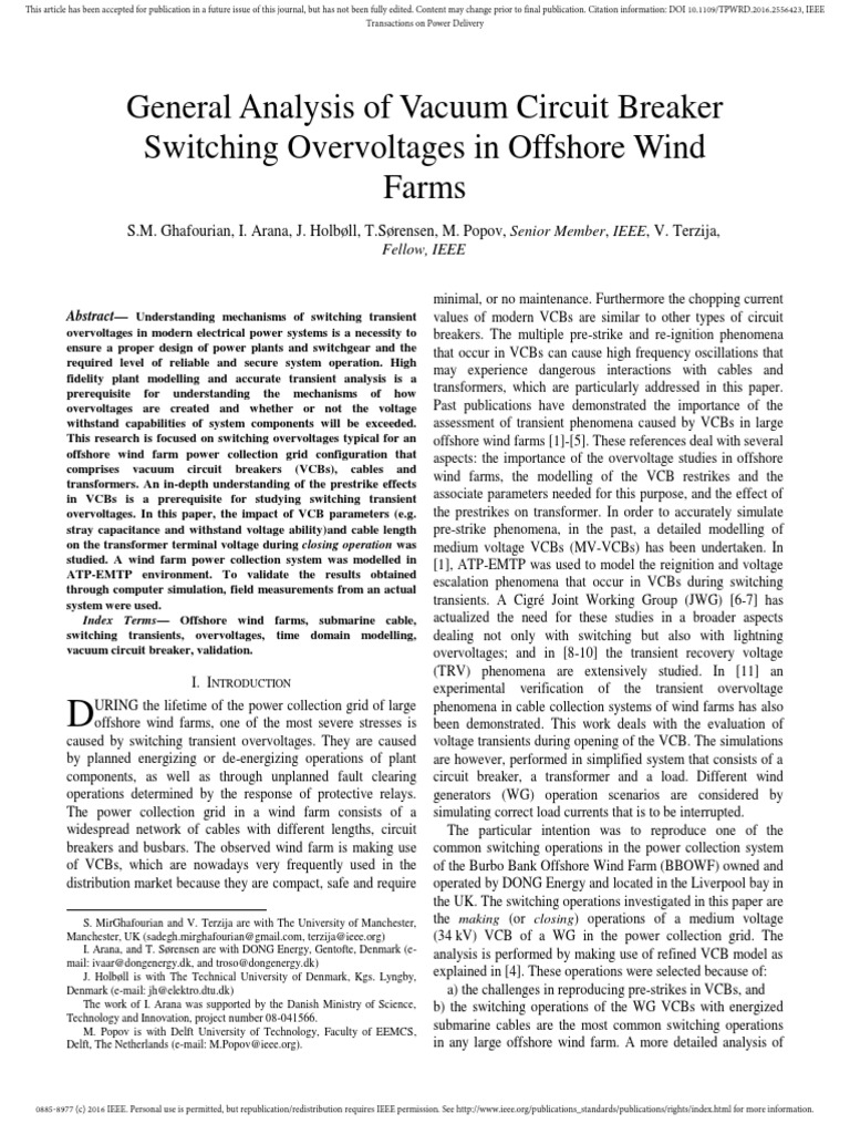 General Analysis of Vacuum Circuit Breaker Switching Overvoltage | PDF | Transformer ...