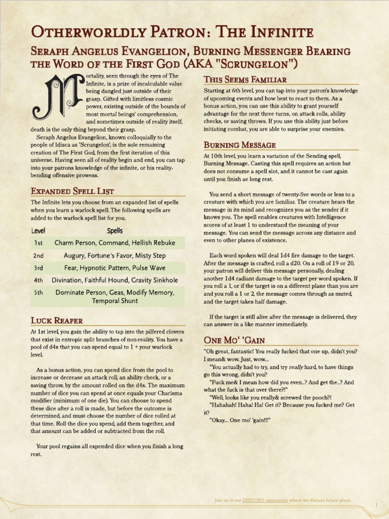 Warlock Patron - The Infinite 20220331 | PDF