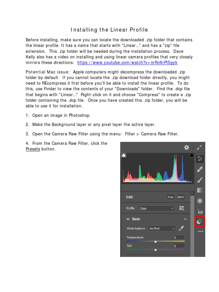 Installing_and_Using_Linear_Profiles | PDF | Raw Image Format | Adobe Photoshop