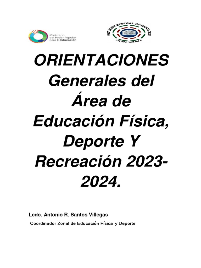 Orientaciones Generales Del Àrea de Educaciòn Fìsica. Deporte y Recreaciòn Año 2022-2023 | PDF ...
