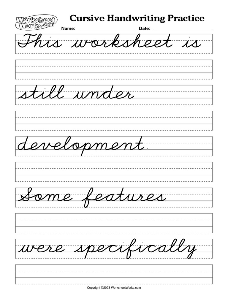 WorksheetWorks Cursive Handwriting Practice 1 | PDF