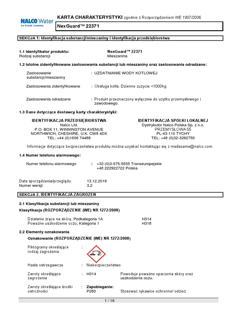 MSDS Karta Charakterystyki | PDF
