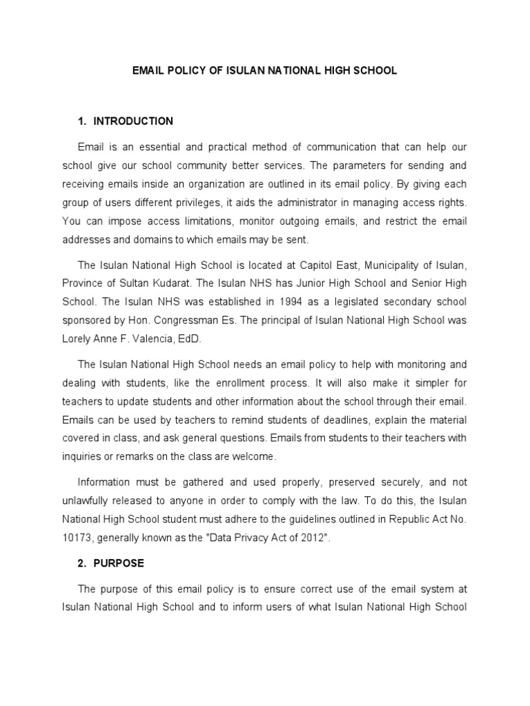 EMAIL-POLICY-OF-ISULAN-NATIONAL-HIGH-SCHOOL | PDF | Communication ...