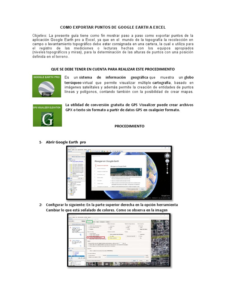 Como Exportar Puntos Topográficos de Google Earth A Excel | PDF ...