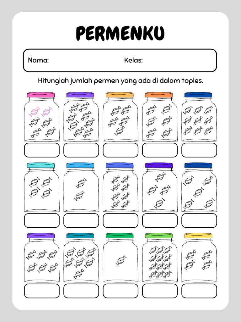 Abu-Abu Sederhana Ilustrasi Permen Lembar Kerja Matematika | PDF
