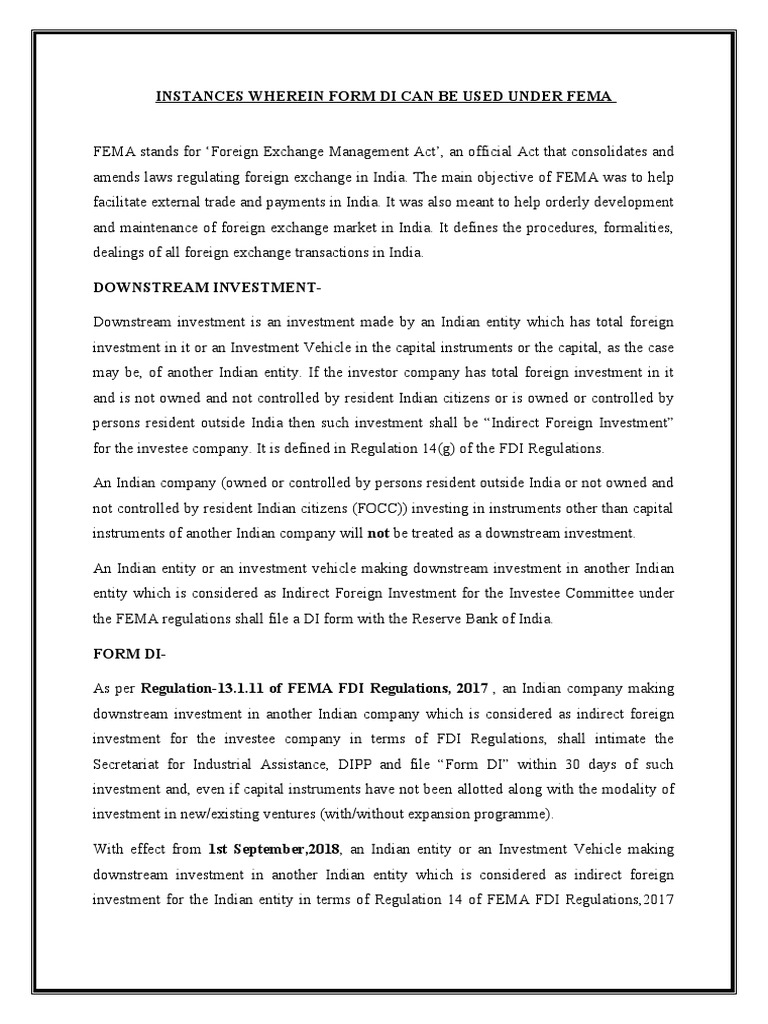DI Form Under FEMA - Research | PDF | Economies | Business