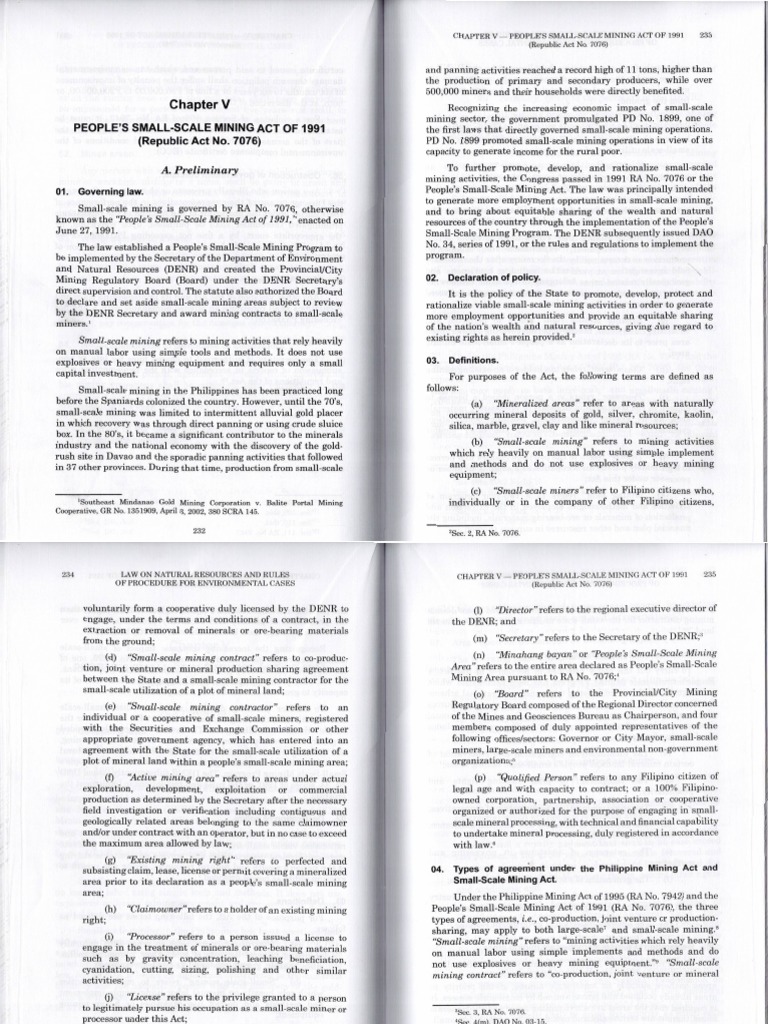 People's Small-Scale Mining Act Overview | PDF | Mining | Royalty Payment
