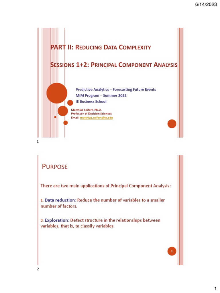 MiM Predictive Analytics Sessions 1 2 (PCA) | PDF | Principal Component Analysis | Factor Analysis