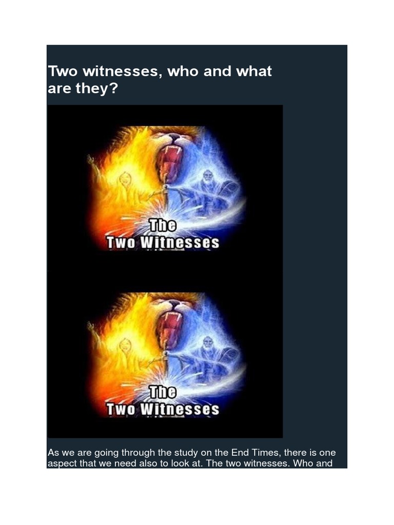 Two Witnesses, Who and What Are They | PDF | Jesus | Religious Belief ...
