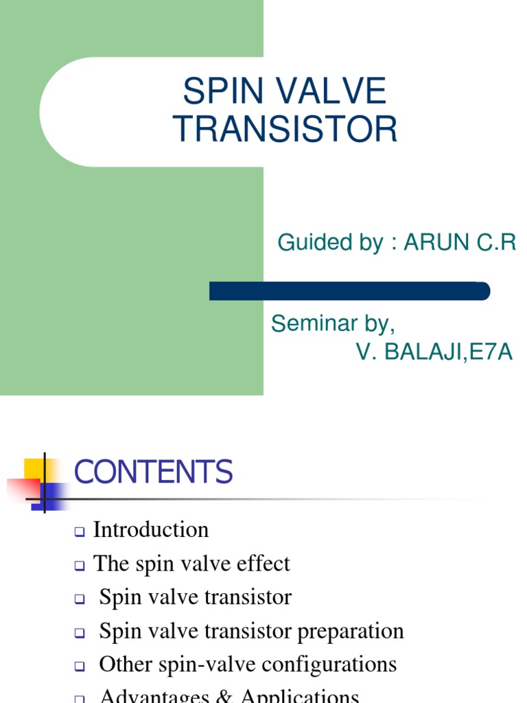 Spin Valve Transistor Overview | PDF | Electric Current | Semiconductors