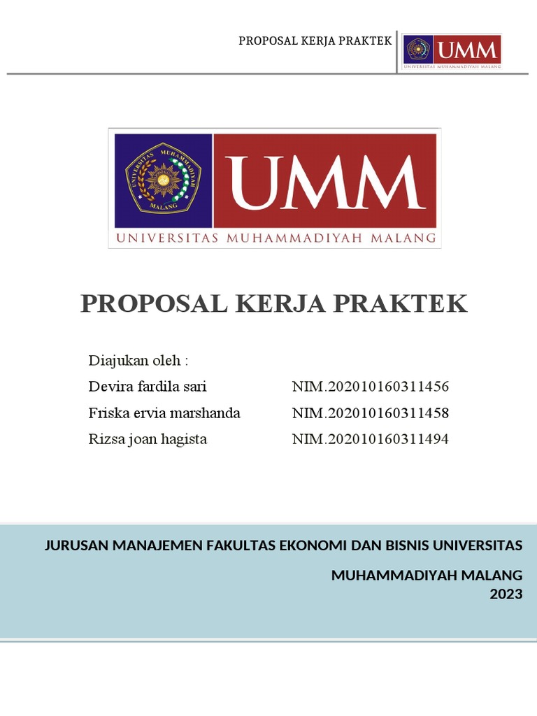PROPOSAL MAGANG Friska, Devira, Risa | PDF | Karier & Perkembangan | Seni