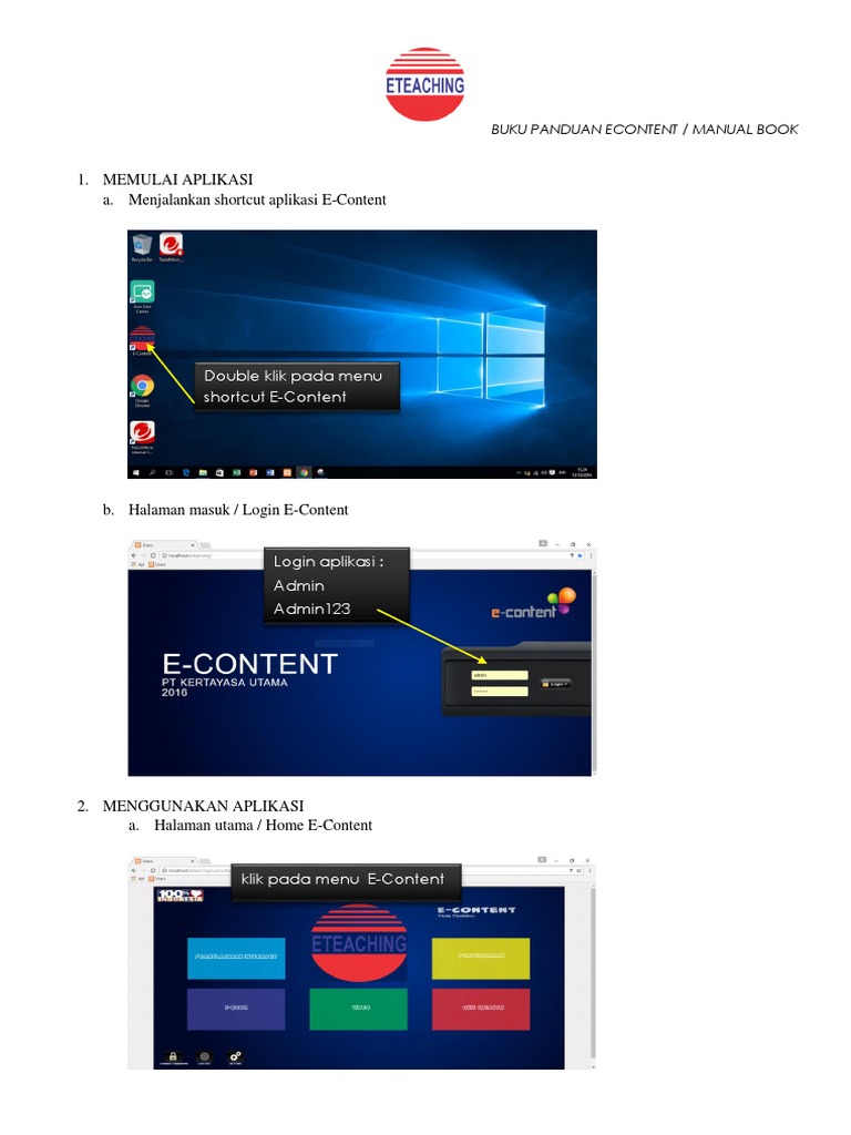 Manual Book Econtent | PDF