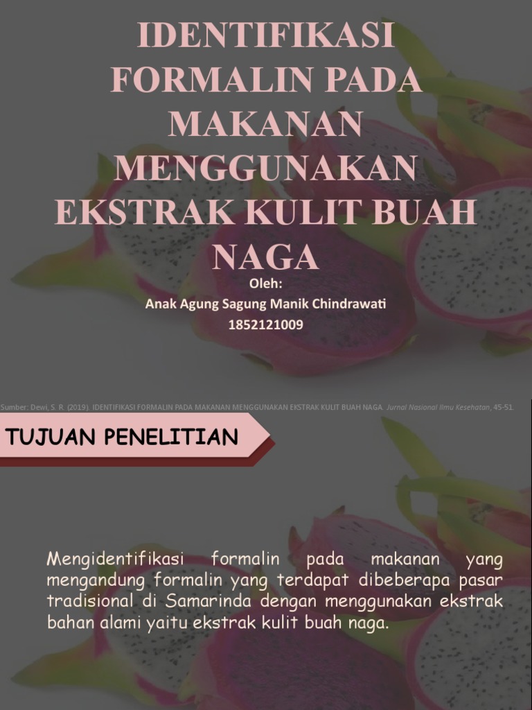 Identifikasi Formalin Pada Makanan Menggunakan Ekstrak Kulit Buah Naga ...