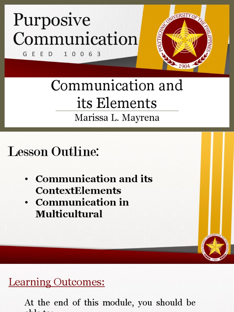 Lecture Module 1 Communication and Its Elements | PDF | Communication ...