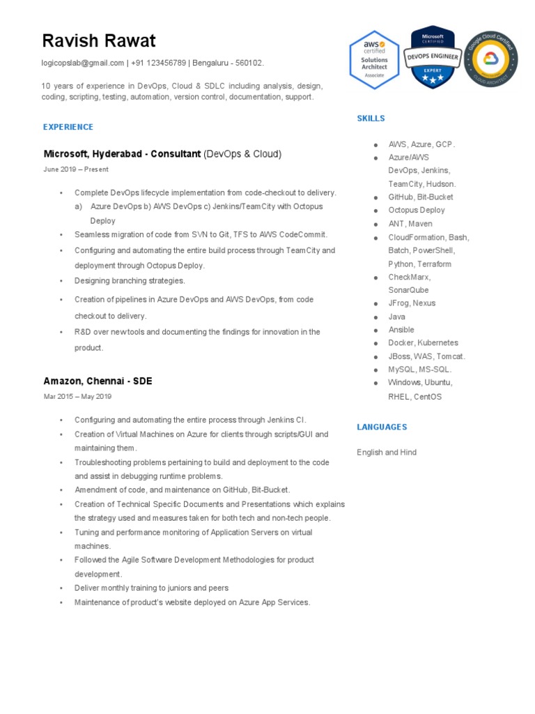 Ravish Rawat - DevOps - Sample | PDF | Microsoft Azure | Amazon Web ...