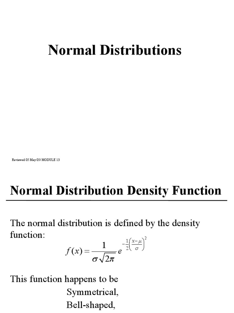 Normal Distributions | PDF | Probability Distribution | Normal Distribution
