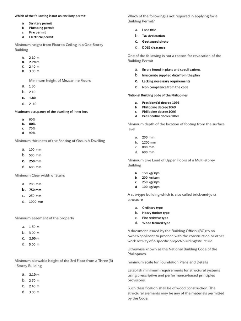 Quiz Reviewer | PDF | Building | Building Code