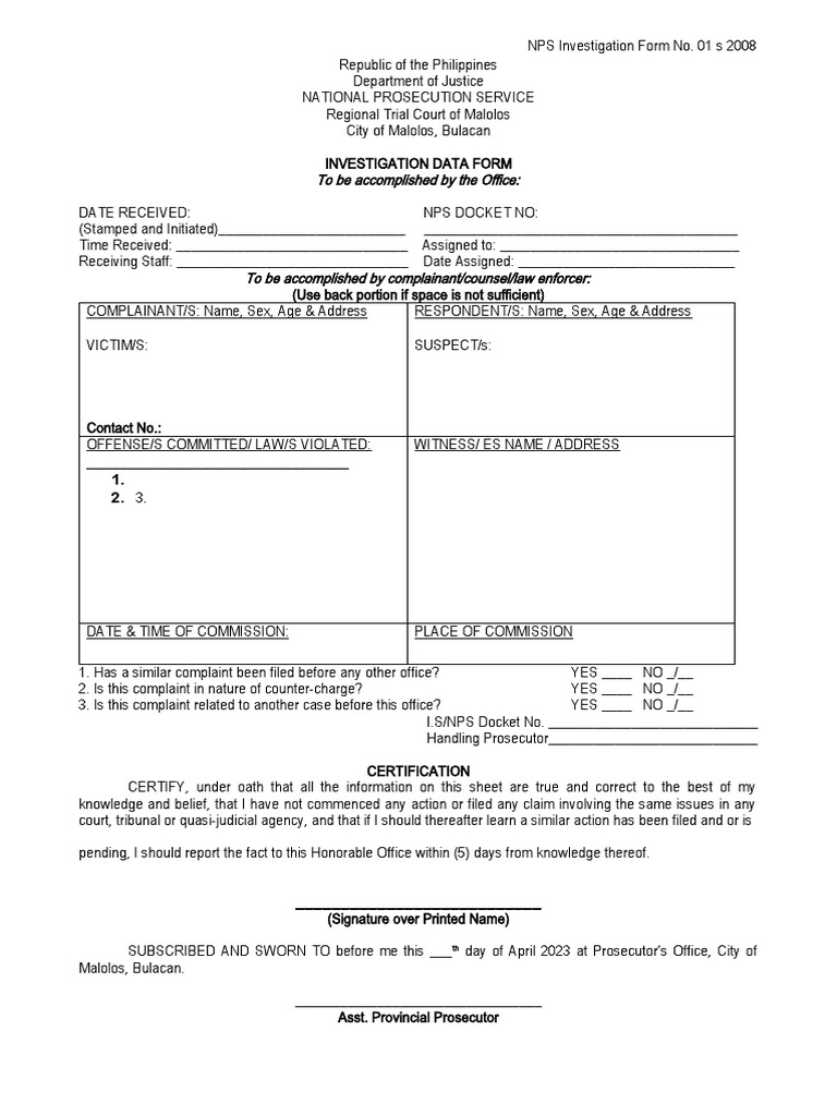 Sample Idf, Medico Legal, Referal | PDF | Prosecutor | Police