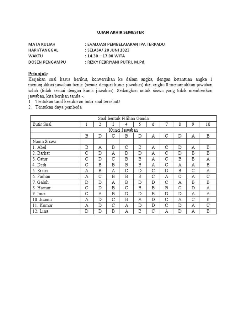 Ujian Akhir Semester 2023 | PDF