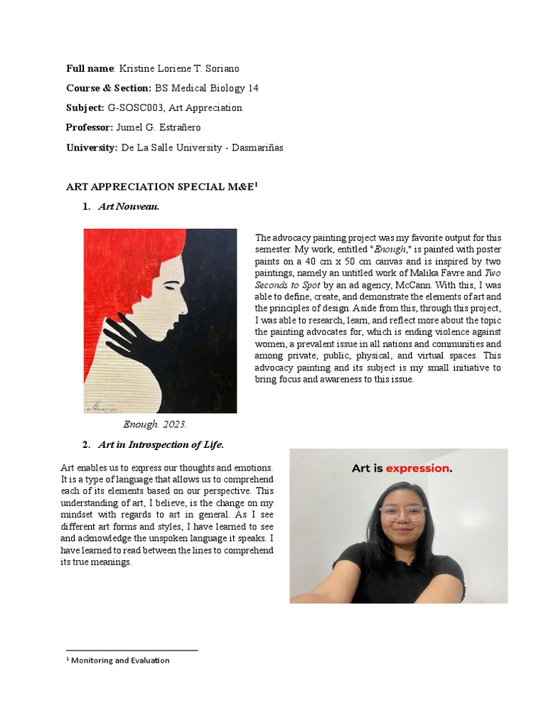 Advocacy Art Project on Violence | PDF | Psychological Concepts ...