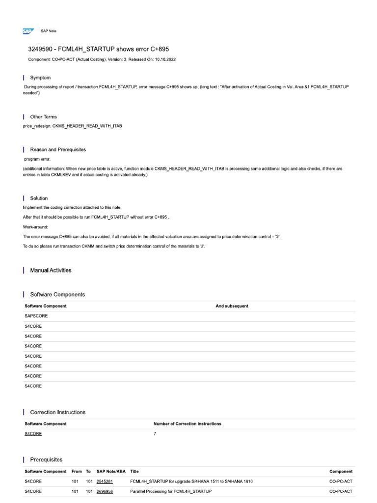 Fcml4h - Startup Shows Error c+895 | PDF