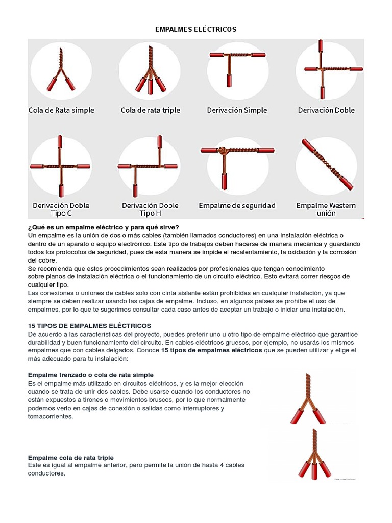 Empalmes Eléctricos | PDF | Aislador (Electricidad) | Electromagnetismo
