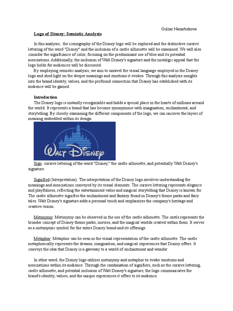 Disney (Semiotic Analysis) | PDF | Logos | Brand