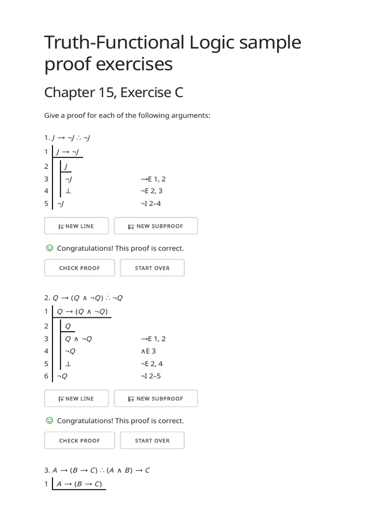 Truth-Functional Logic Proofs Worksheet | PDF | Logic | Mathematical Logic