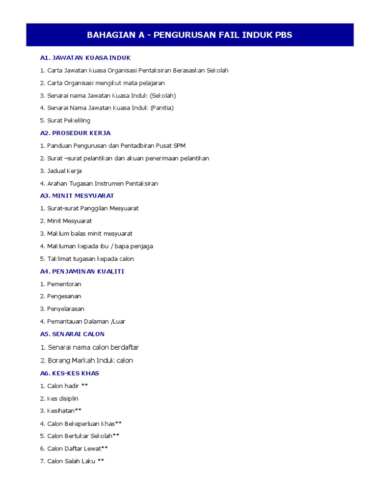 Senarai Semak Fail Pentaksiran | PDF