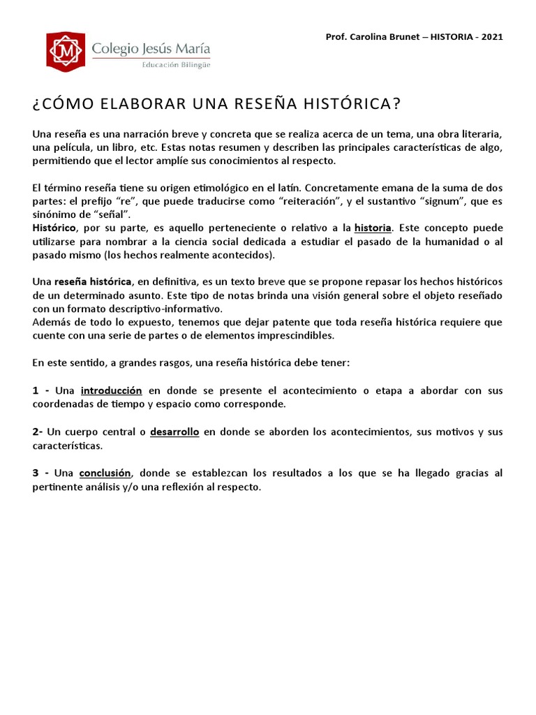 Cómo Elaborar Una RESEÑA HISTÓRICA | PDF