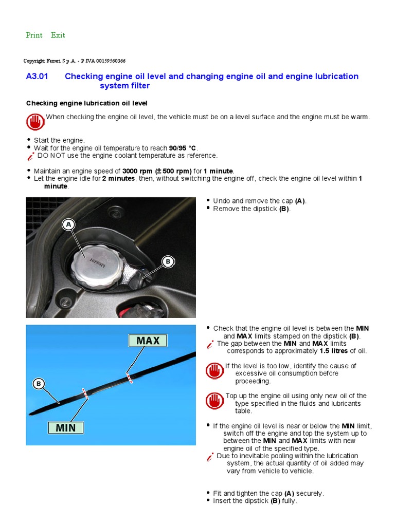 A.3.01 Checking Engine Oil Level and Changing Engine Oil and Engine ...