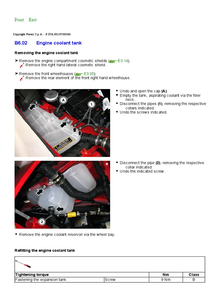 Ferrari F12 Engine Coolant Tank | PDF | Vehicle Technology | Machines