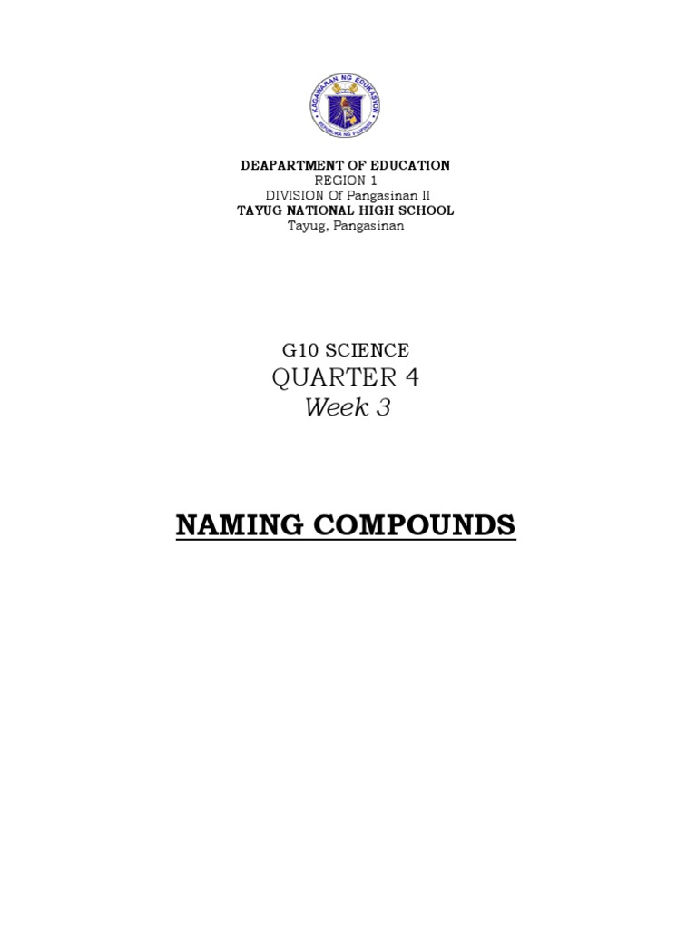 Naming Compounds | PDF | Chemical Compounds | Ion
