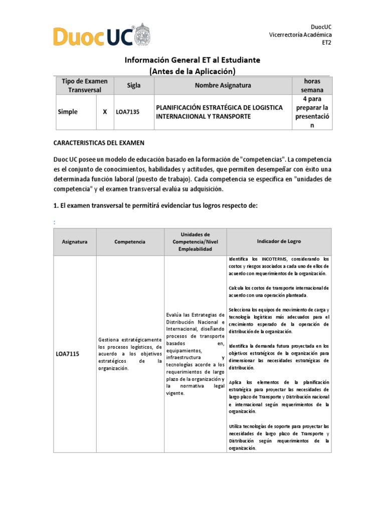 ET2 - Información Dirigida Al Estudiante Examen Transversal | PDF | Informática