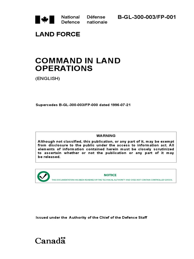 b Gl 300 003 Fp 001 (2007) Command in Land Operations | PDF