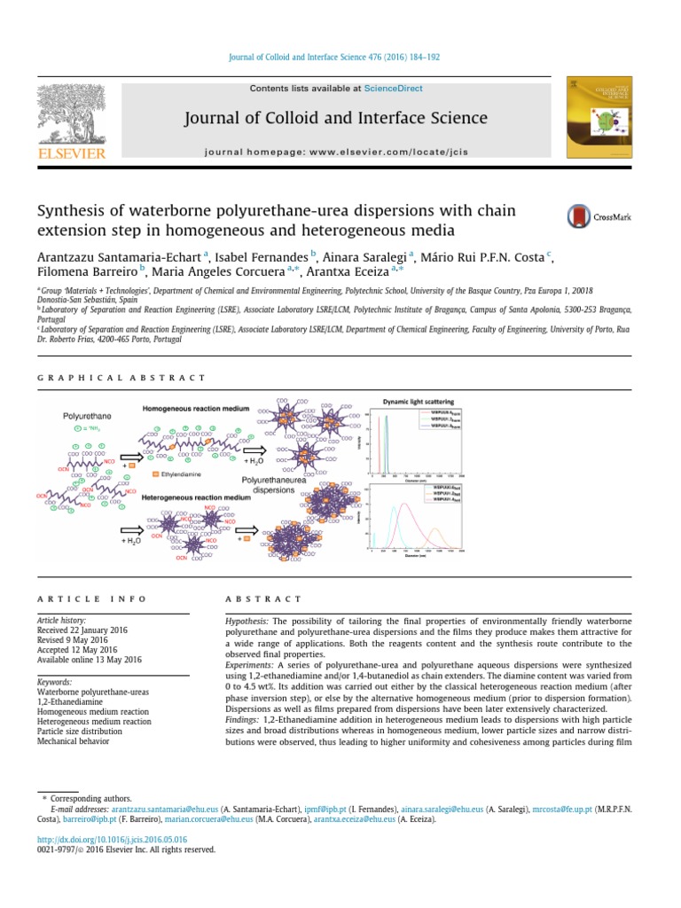 Synthesis of Waterborne Polyurethane Urea Dispersions - 2016 - Journal ...