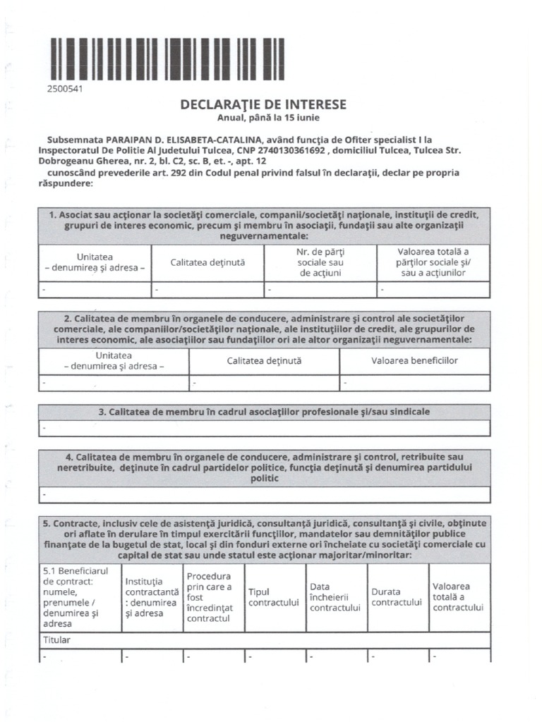 Declaratie de Interese | PDF