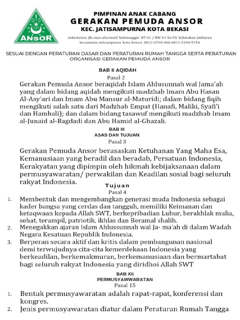 Kerangka Raker Ranting GP Ansor | PDF